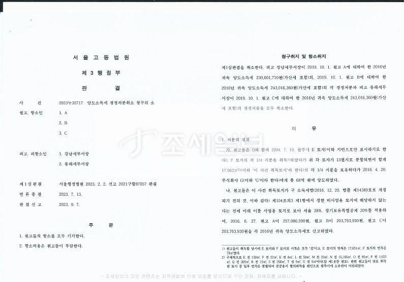 양도 원고들이 G에 양도한 사건 취득토지 중 일부 토지가 사실상 임야이고 원고들이 재촌하지 않아 비사업용 토지에 해당한다고
